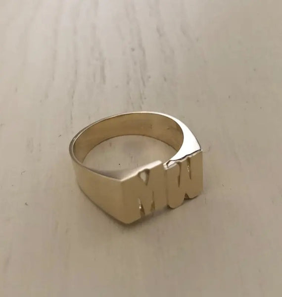 Medium Block Initial Ring – The Purple Mermaid